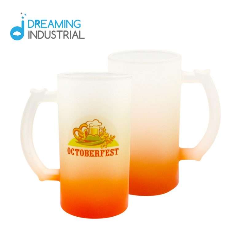 Sublimation 16oz Beer Mug Frosted Glass Beer Mug Gradient Color Mug ...